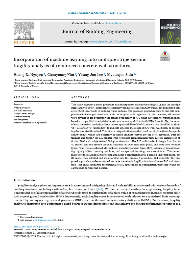 Incorporation of machine learning into multiple stripe seismic fragility analysis of reinforced ...