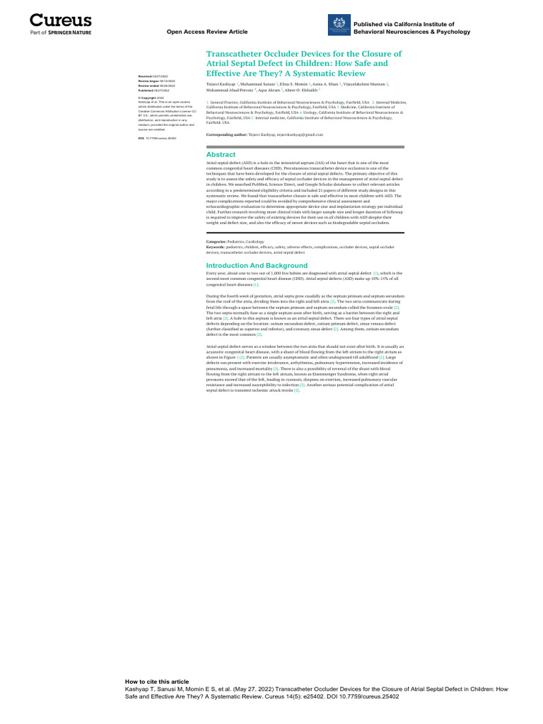 91843 Transcatheter Occluder Devices for the Closure of Atrial Septal ...