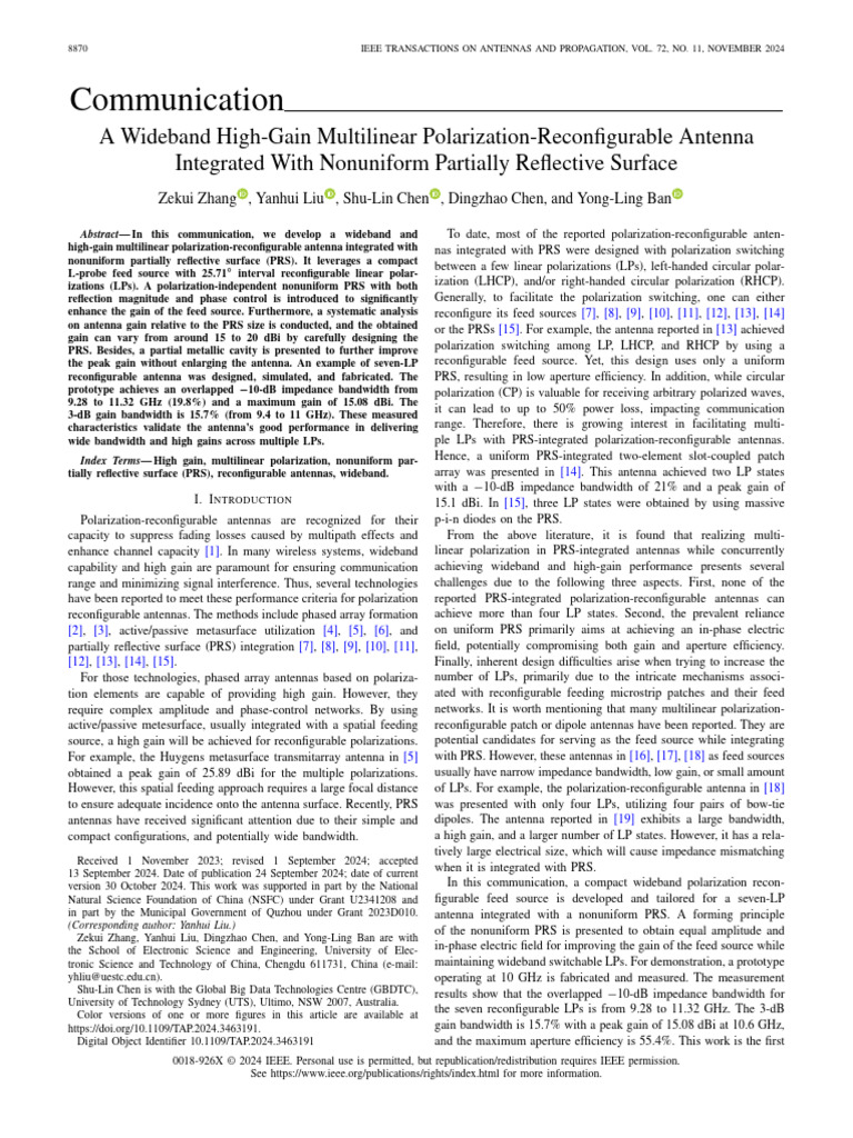 A Wideband High-Gain Multilinear Polarization-Reconfigurable Antenna ...