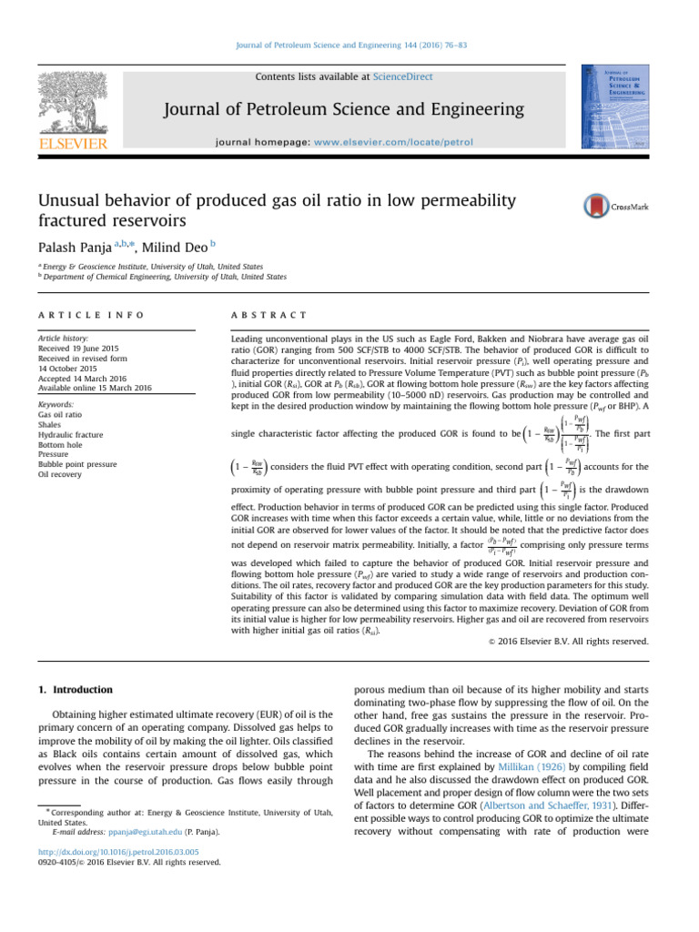 Gor en Bajas Permeabilidades | PDF | Petroleum Reservoir | Gases