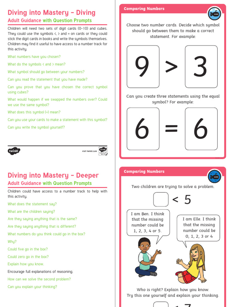 Comparing Numbers: Mastery Activities | PDF