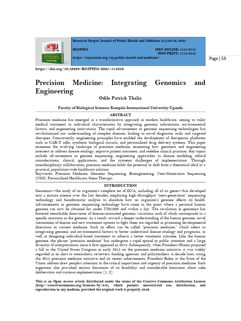 Precision Medicine: Genomics & Engineering Integration | PDF ...