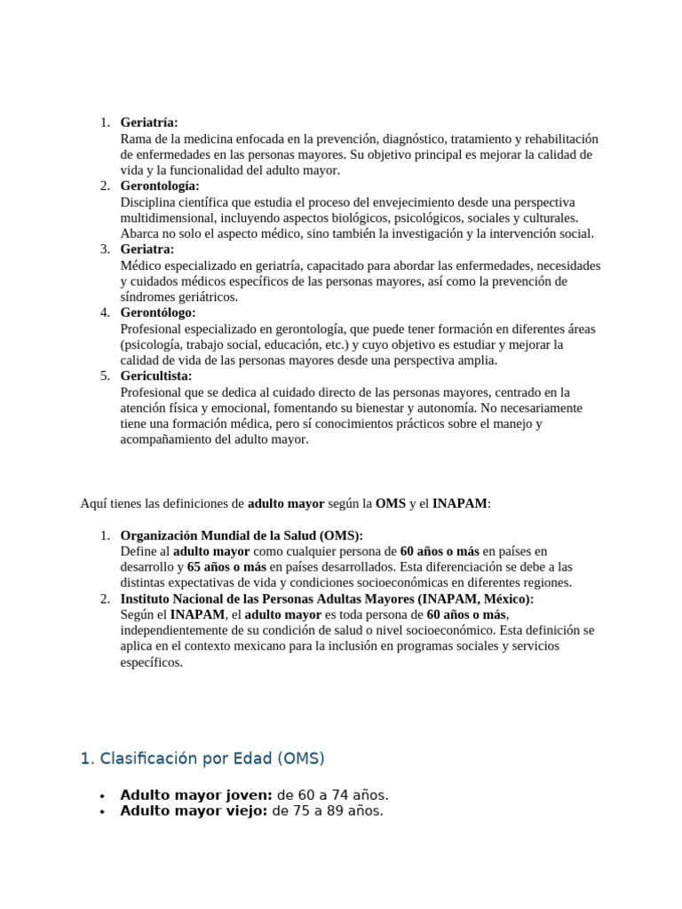 Definiciones Geria | PDF | Envejecimiento | Gerontología