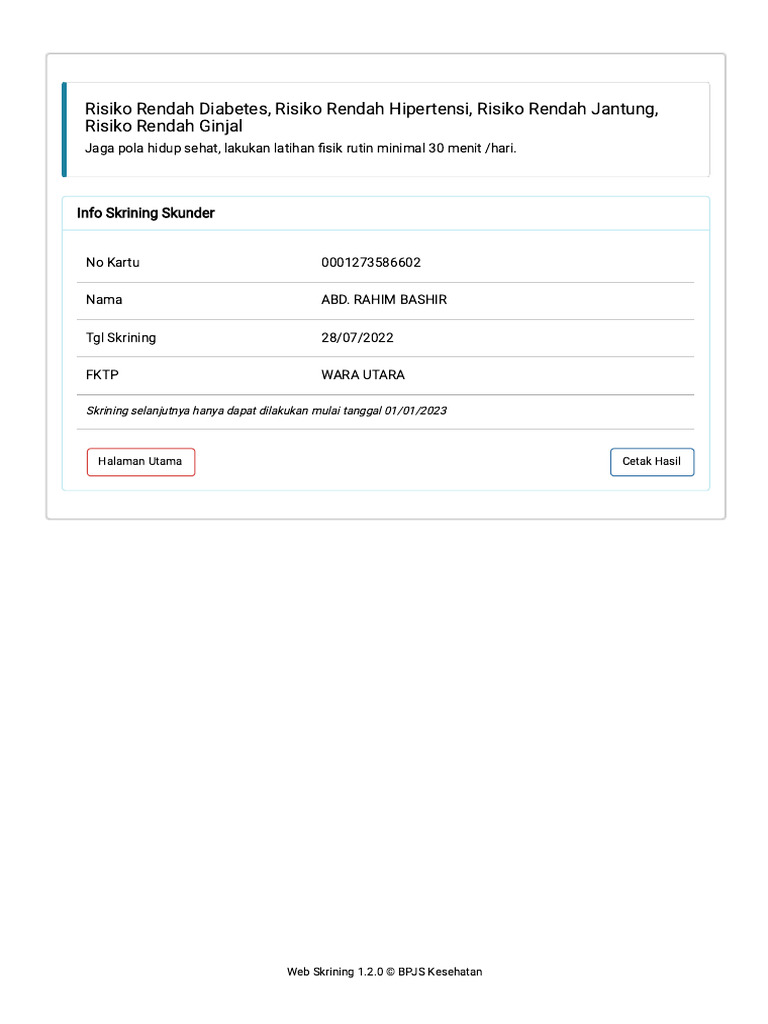 Web Skrining BPJS Kesehatan | PDF