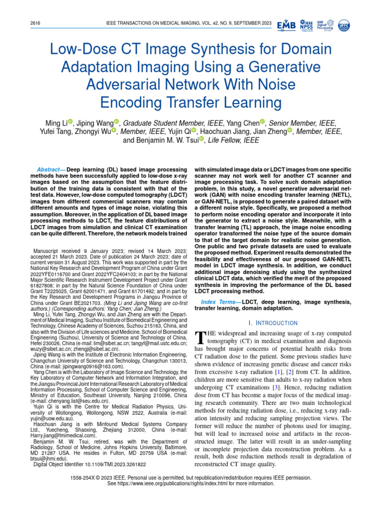 Low-Dose CT Image Synthesis For Domain Adaptation Imaging Using A Generative Adversarial Network ...