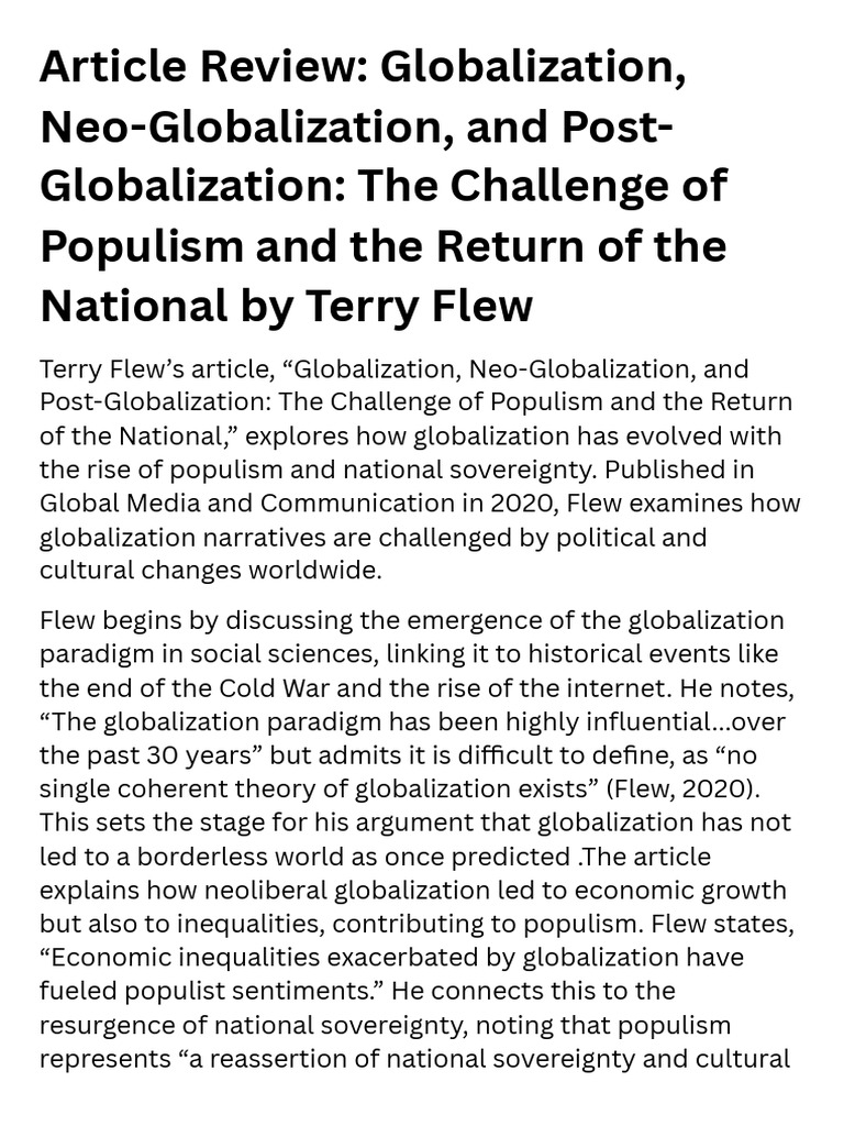 Globalization's Shift: Populism & Nationalism | PDF | Globalization ...