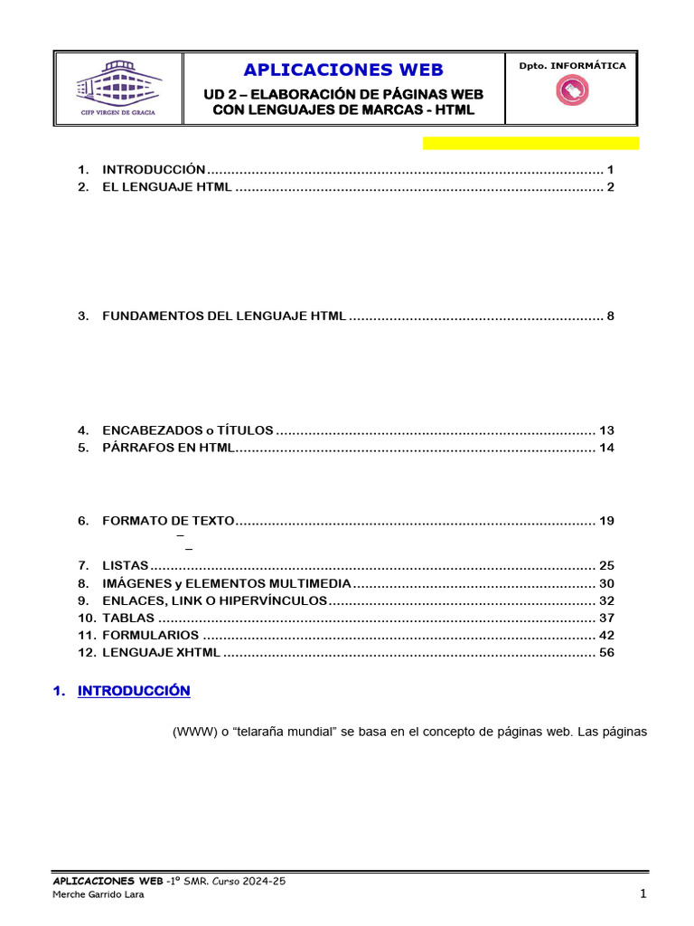 Introducción a HTML para Páginas Web | PDF | HTML | Lenguaje de marcado