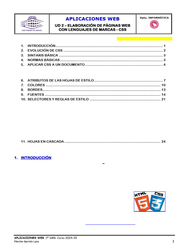 CSS para Páginas Web: Guía 2024-25 | PDF | HTML | Desarrollo web