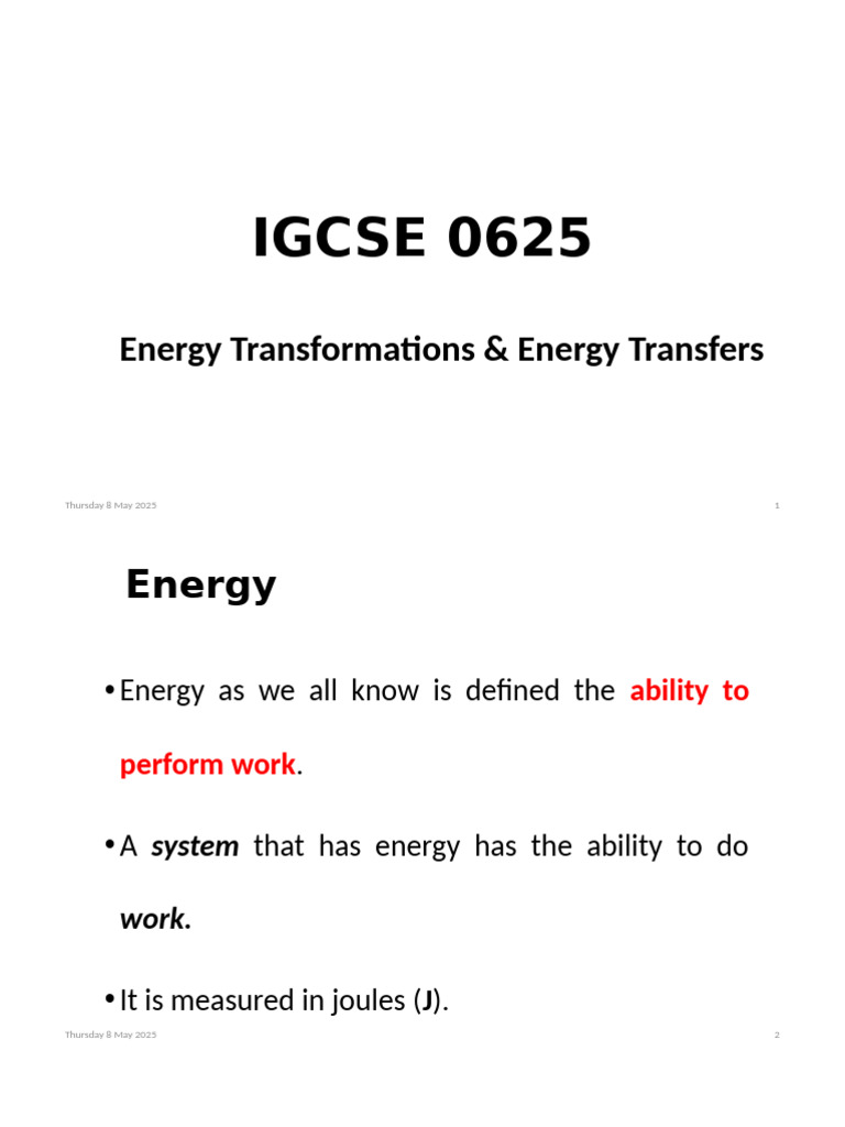 Energy Transformations and Energy Changes | PDF | Atoms | Potential Energy