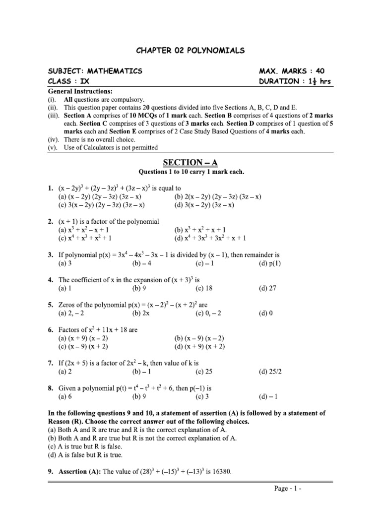 chapter - 2 Class IX worlsheet | PDF