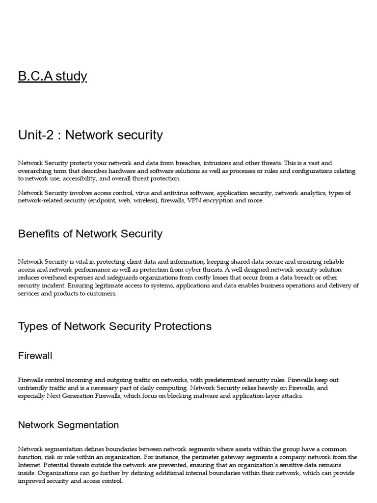 Unit-2 - Network Security - B.C.A Study | PDF | Public Key Cryptography ...