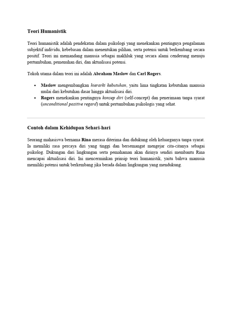 TEORI HUMANISTIK (1) | PDF