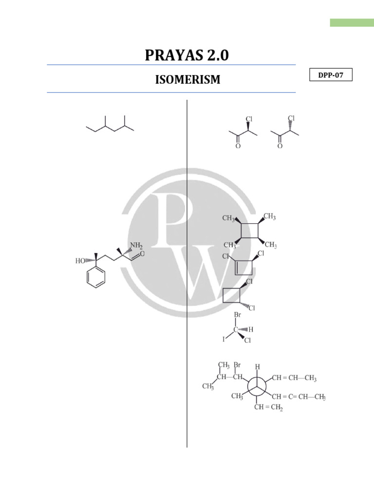 Isomerism DPP 07 DPP 07 Isomerism Chemistry Prayas 2 0 Tiwari Sir | PDF | Isomer | Organic Chemistry