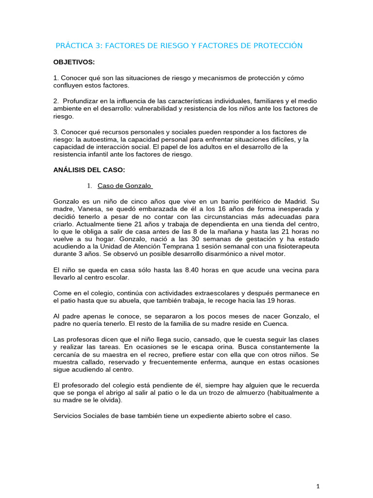 Caso Práctico Atención Temprana | PDF | Abuso infantil | Trabajo Social