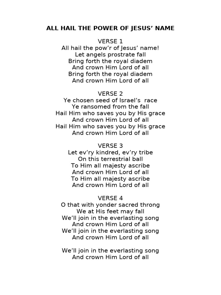 All Hail The Power of Jesus | PDF