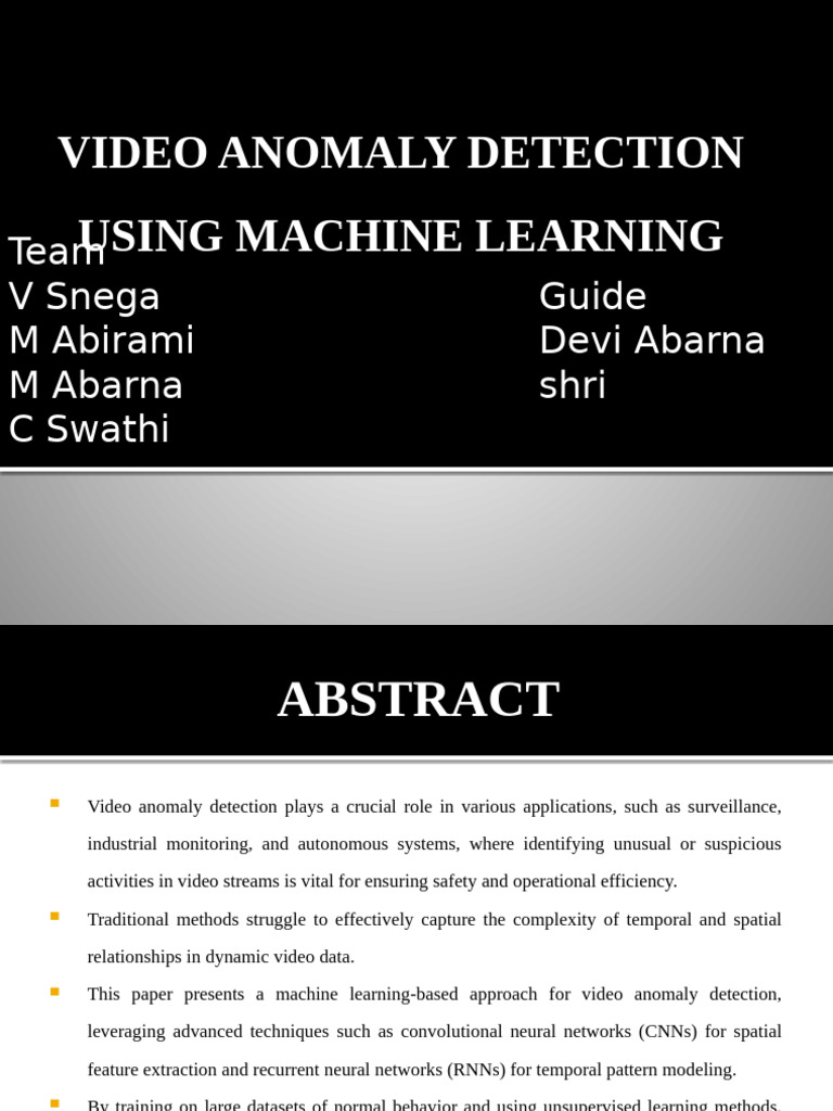 Video Anomaly Detection Using Machine Learning - 1st Review - New | PDF ...