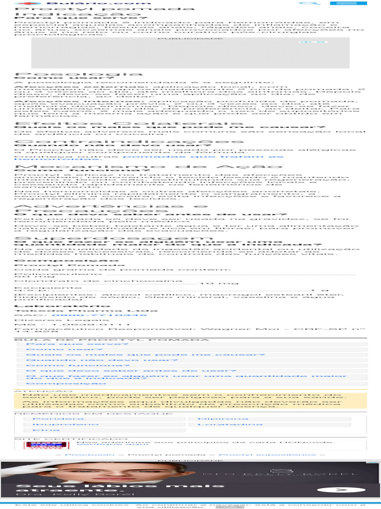 Uso e Indicações da Pomada Proctyl | PDF | Hemorroida | Remédio