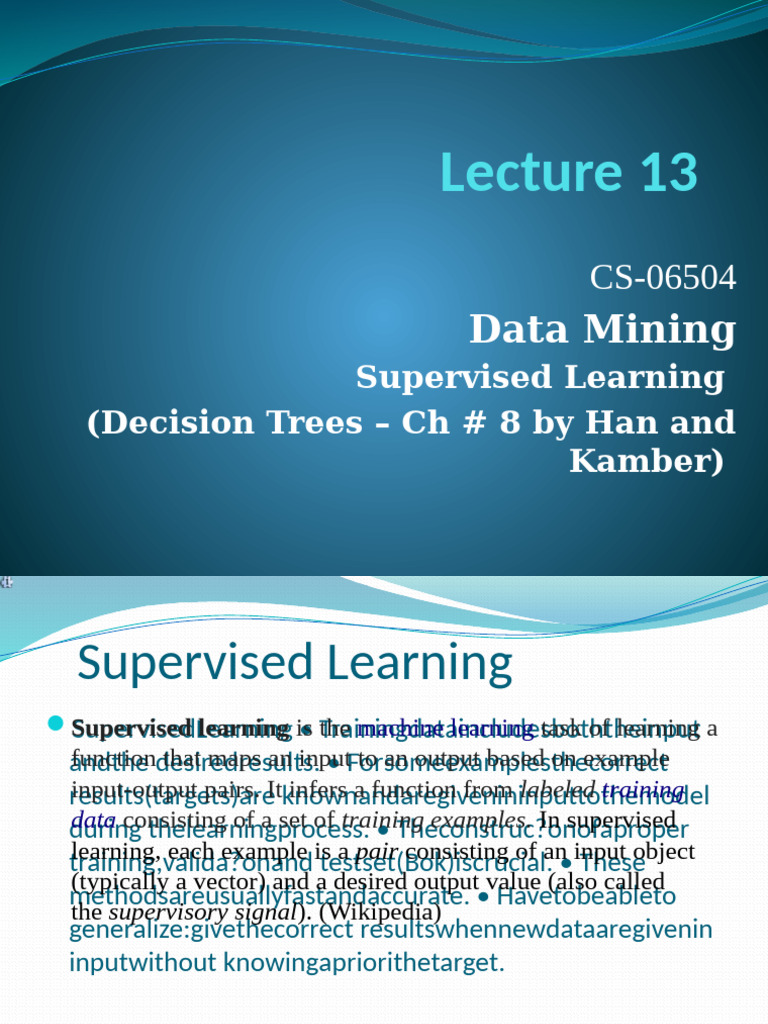 Lecture 13-Supervised Learning-Decision Trees-M | PDF | Theoretical Computer Science | Machine ...