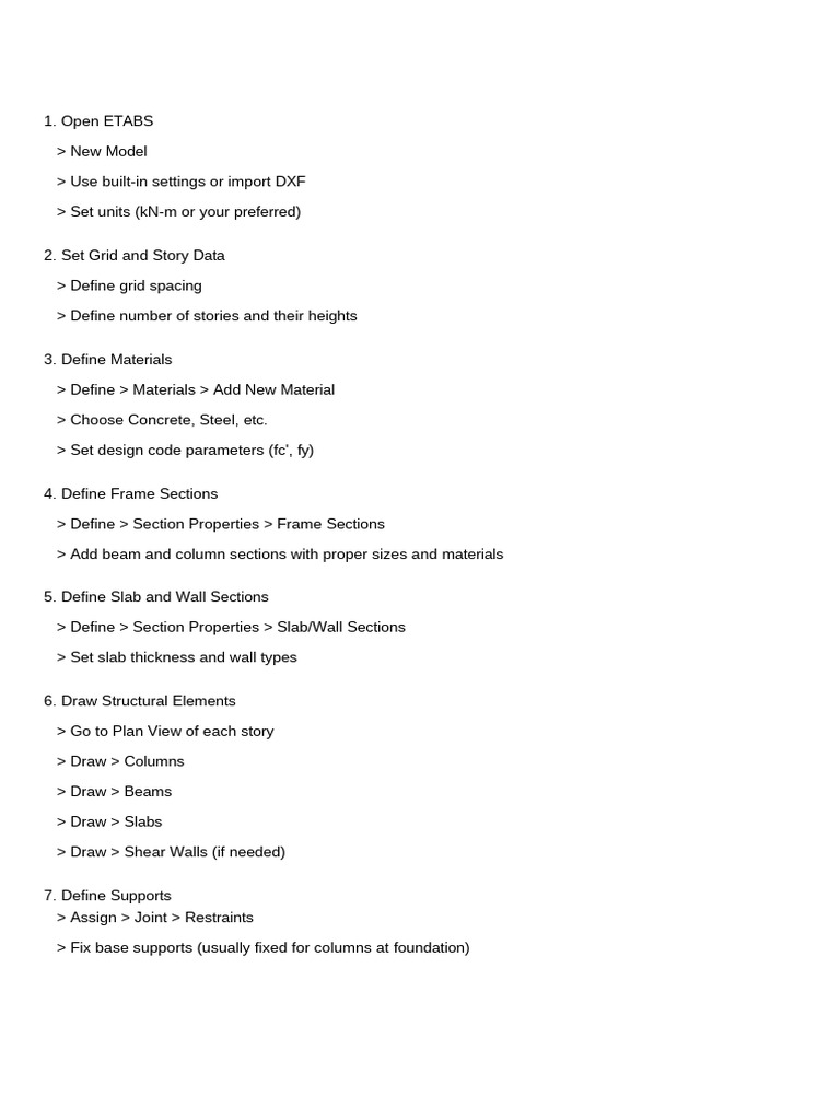 ETABS Structural Design Steps | PDF