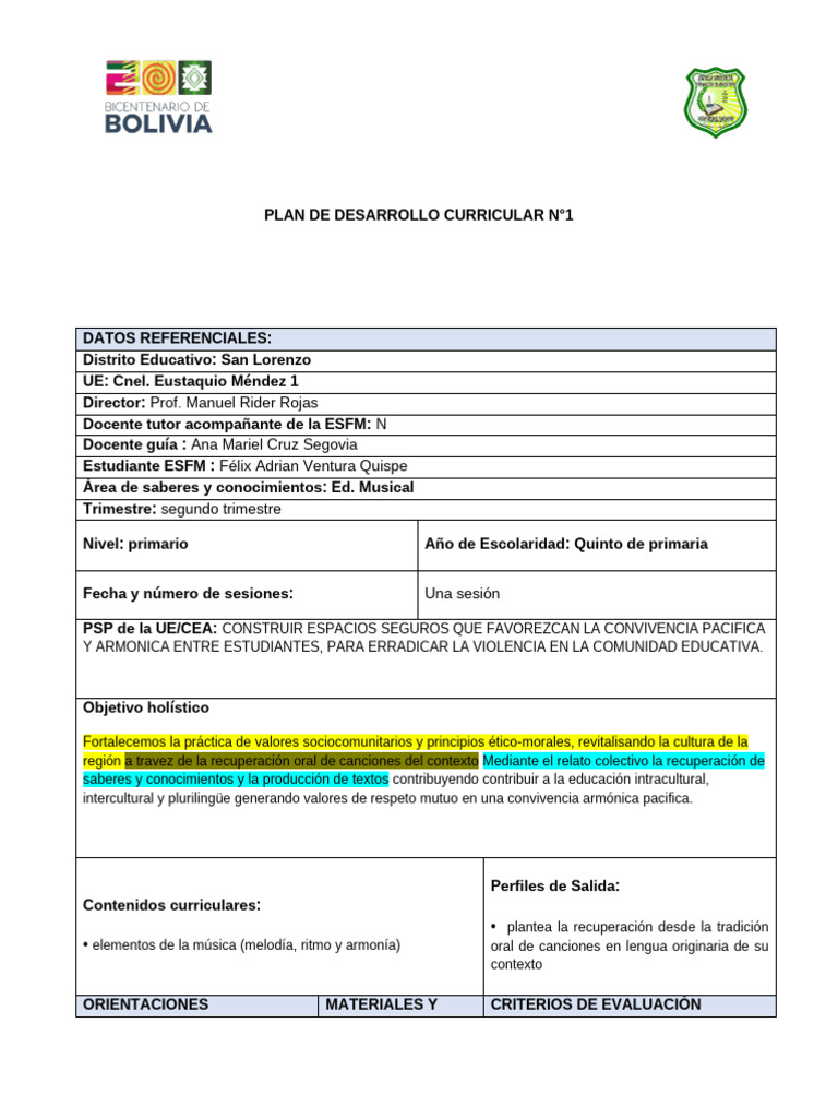 PDC 2 Eustaquio Mendez 1-1 | PDF | Ritmo | Melodía