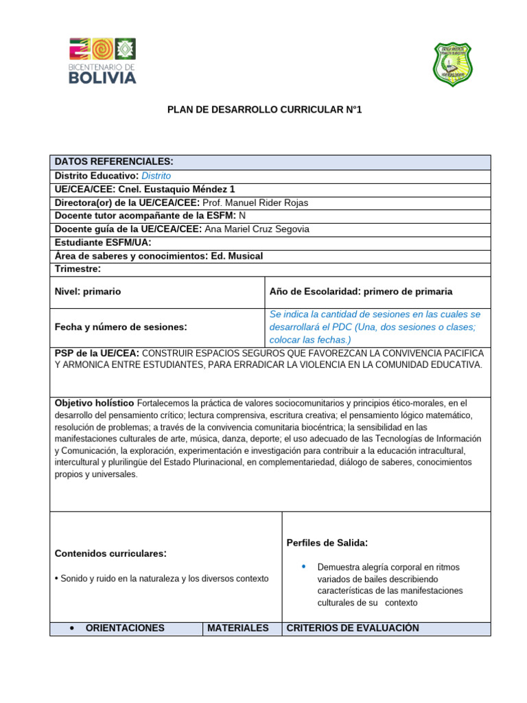 PDC 2 Eustaquio Mendez 1 | PDF | Notación musical | Ritmo