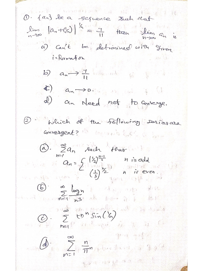 Real Analysis Test-1 | PDF