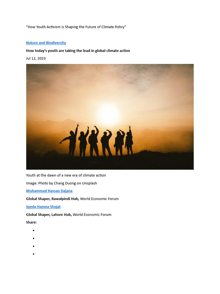 How Youth Activism Is Shaping The Future of Climate Policy | PDF | Climate Change | Sustainability