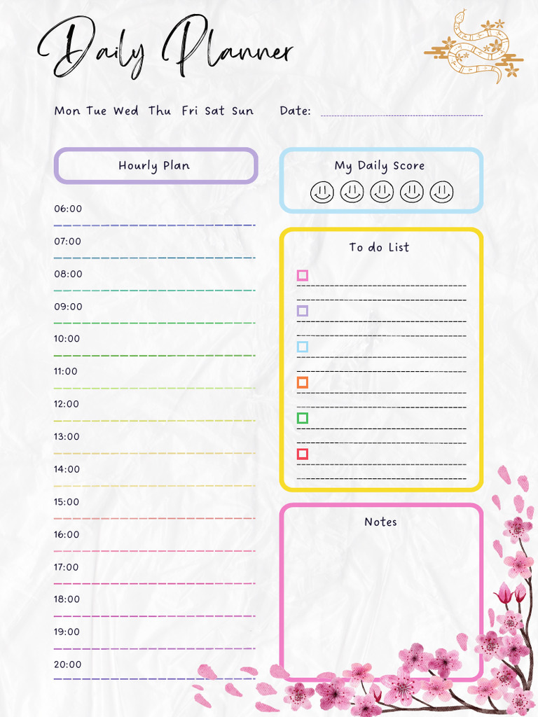 Pink, Purple and Yellow Pastel Daily Planner PDF | PDF