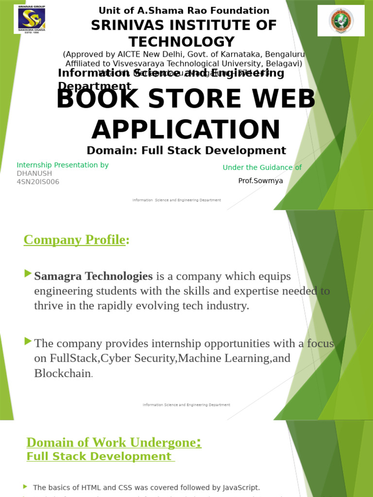 Dhanush internship ppt | PDF | Web Development | Computing