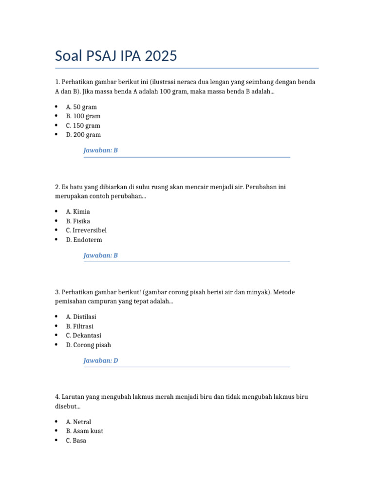 Soal_PSAJ_IPA_2025_Part1 | PDF