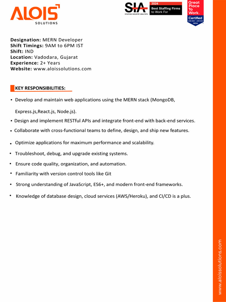 MERN Developer | PDF