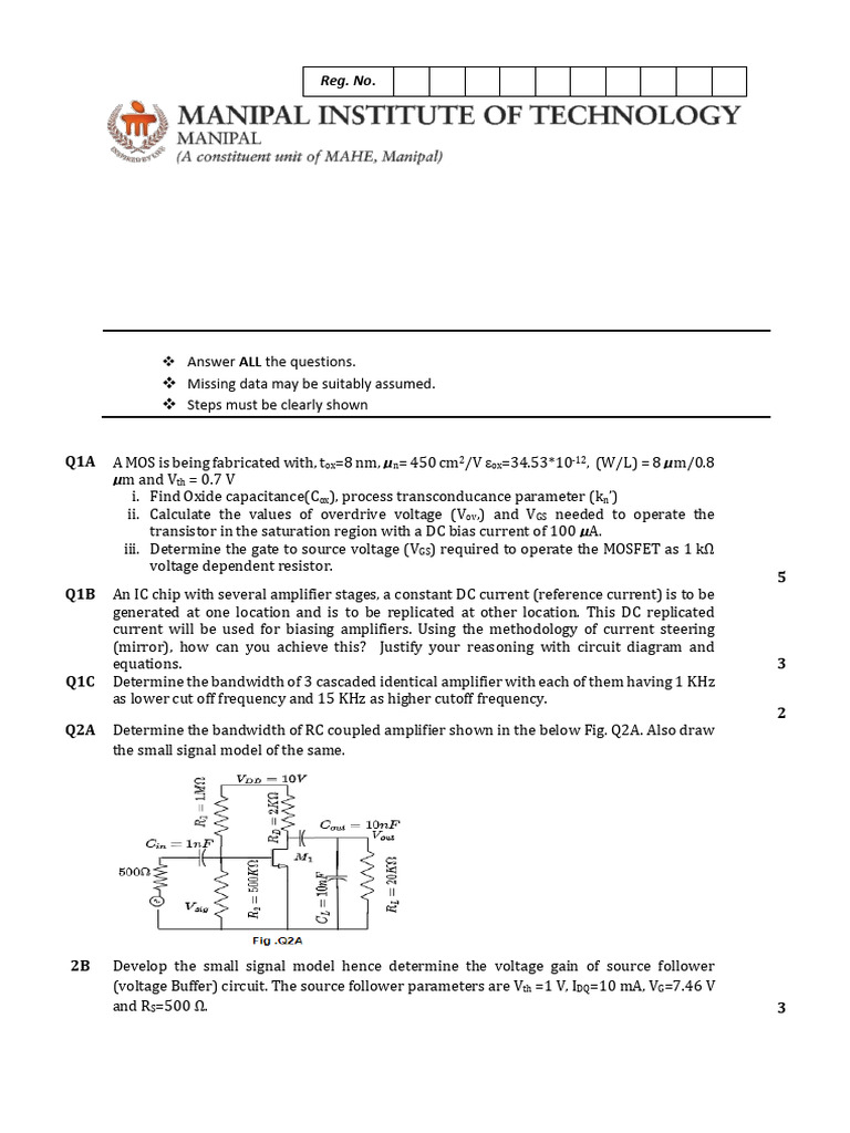 Analog System Design (ELE 2151) RCS | PDF | Amplifier | Operational ...