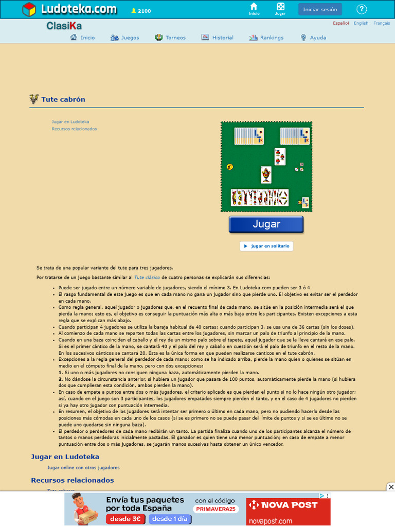 Tute Cabrón - Reglas Del Juego | PDF | Efímera | Juegos de mesa