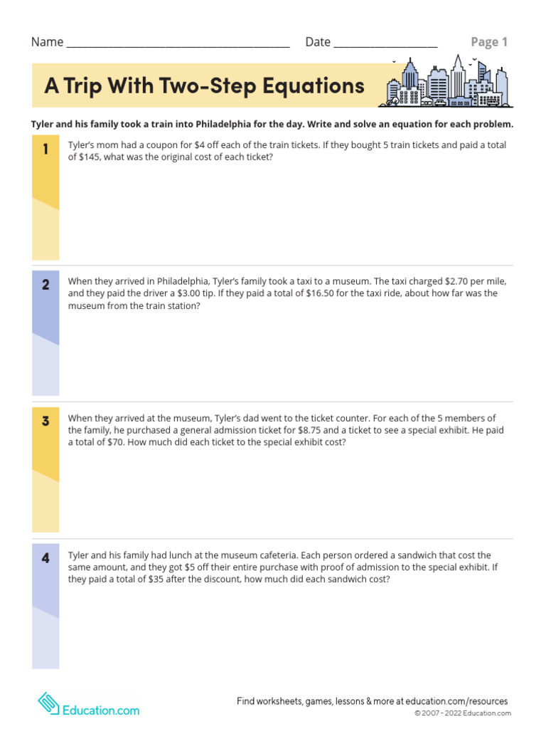 A Trip With Two Step Equations | PDF