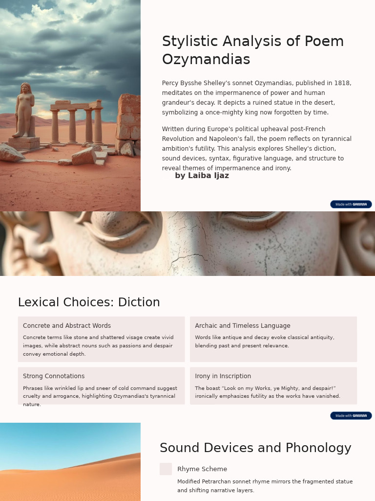 Ozymandias: A Stylistic Analysis | PDF | Poetry | Linguistics