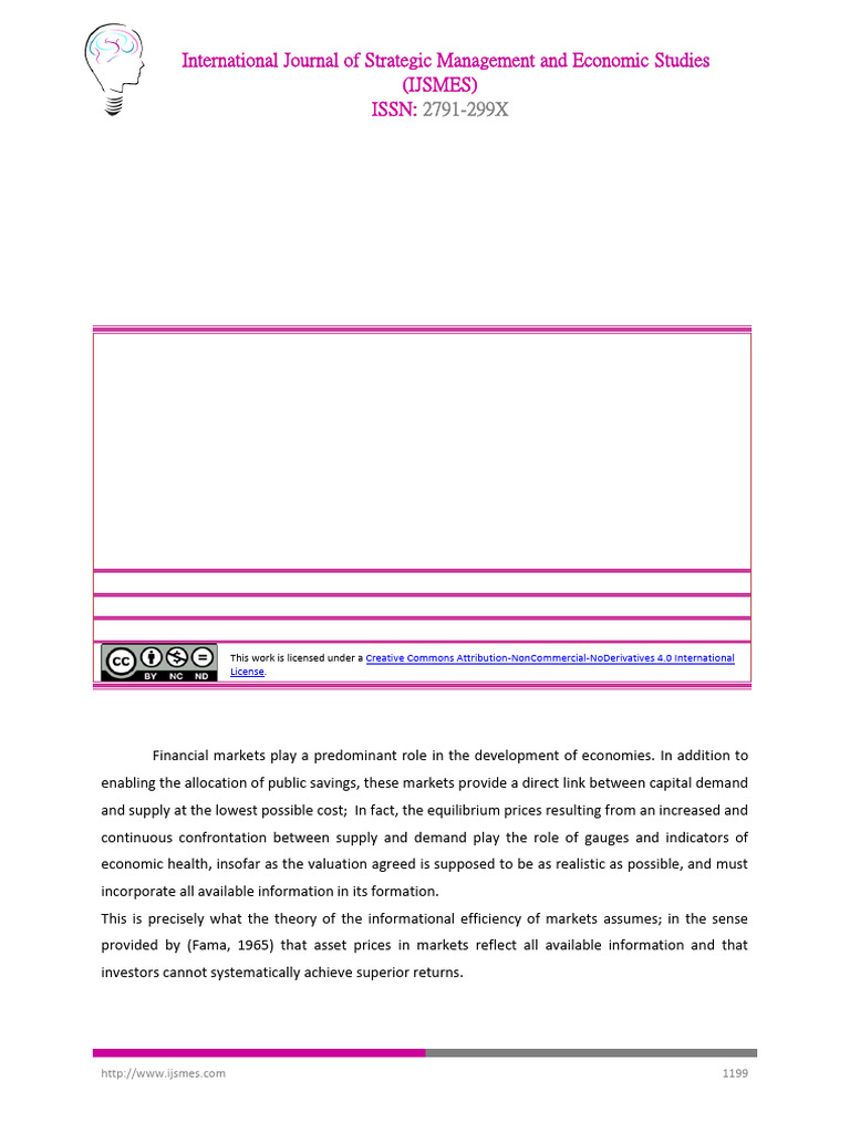 International Journal of Strategic Management and Economic Studies ...