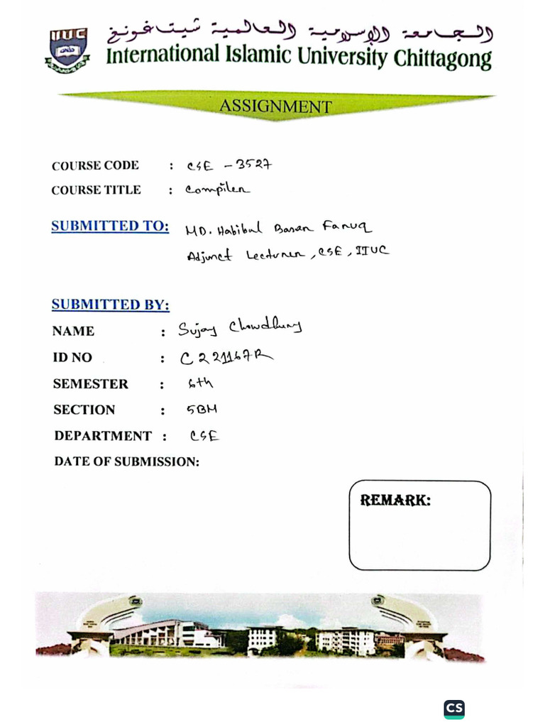 C221167R Compiler Assignment | PDF