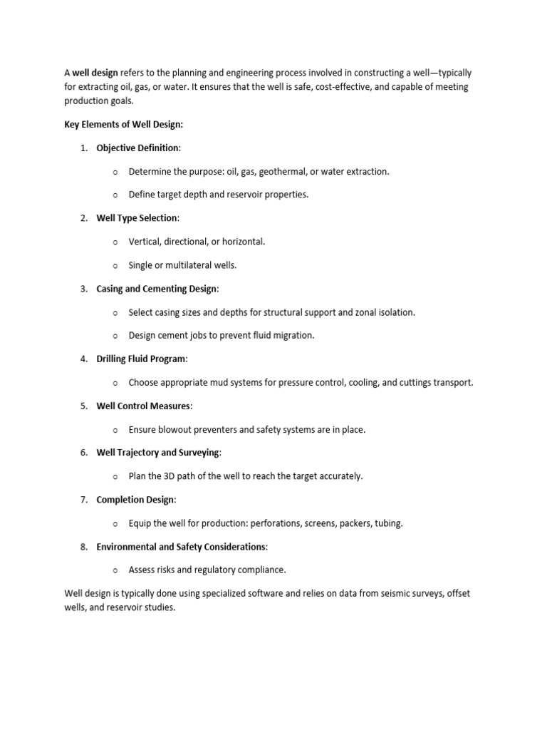 Well Design | PDF