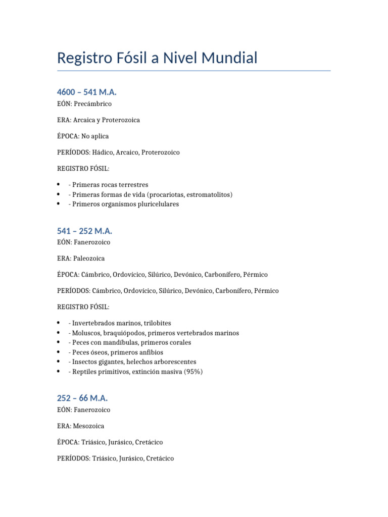 Registro Fosil Eras | PDF
