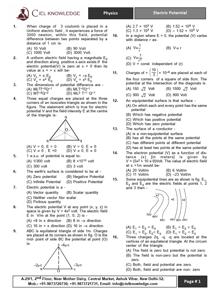 Electric Potential | PDF | Electric Field | Electronvolt