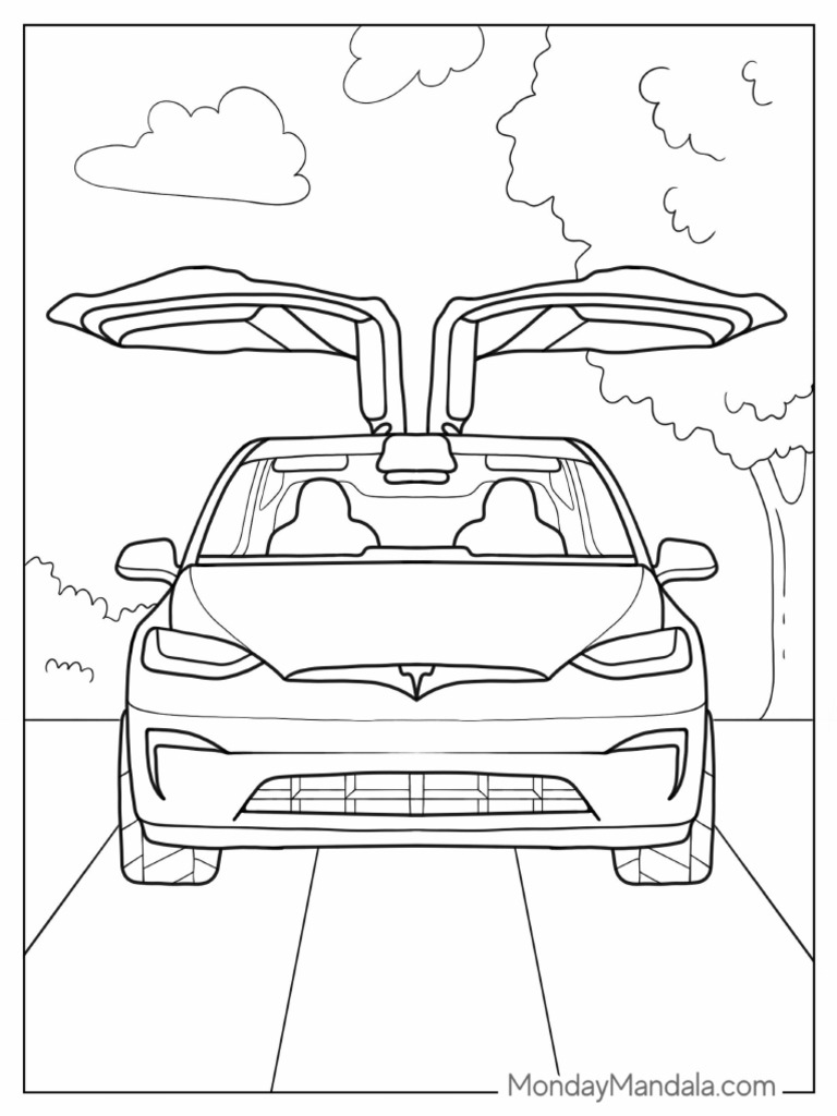 Coloring Sheet of A Tesla Model X | PDF