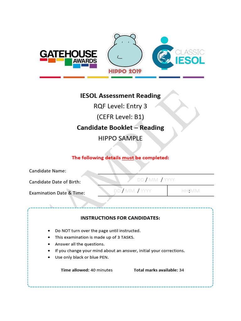 GA Classic IESOL E3 (B1) Candidate Booklet Reading HIPPO Sample | PDF | Cycling Infrastructure ...