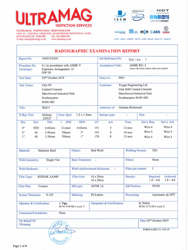 Dpi & Xrays Certification | PDF