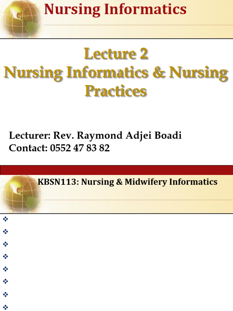 Lecture 2 Nursing Informatics & Nursing Practices | PDF | Health ...