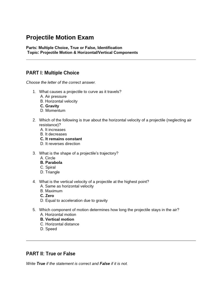 Projectile Motion Exam | PDF