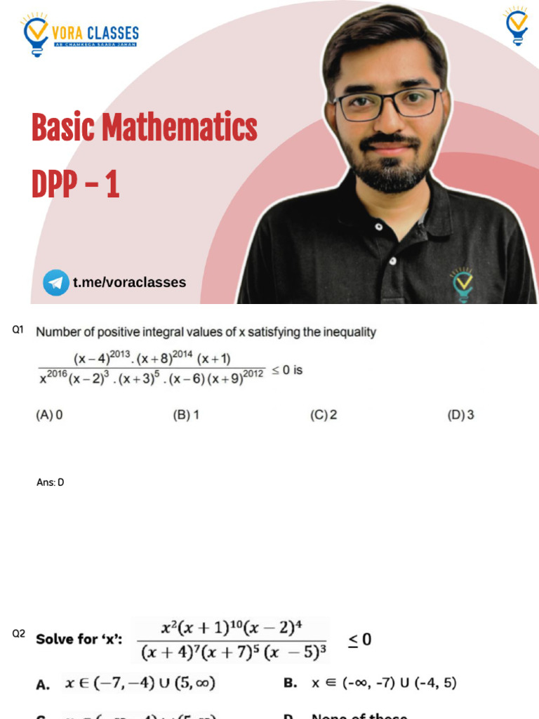 Basic Mathematics DPP - 1: Wavy Curve Method | PDF
