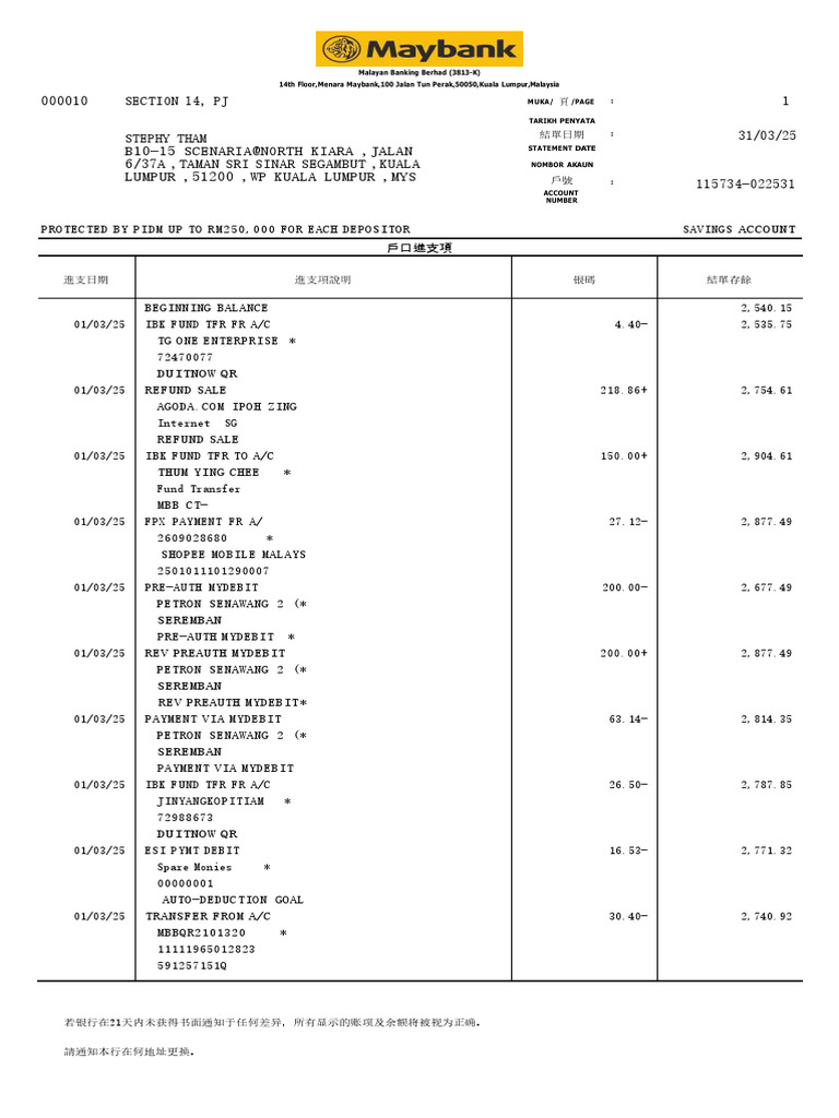 KT - Bankstatement - 07022025 (1) - 250408 - 211449 (1) - 1 | PDF | Malaysia | Personal Finance