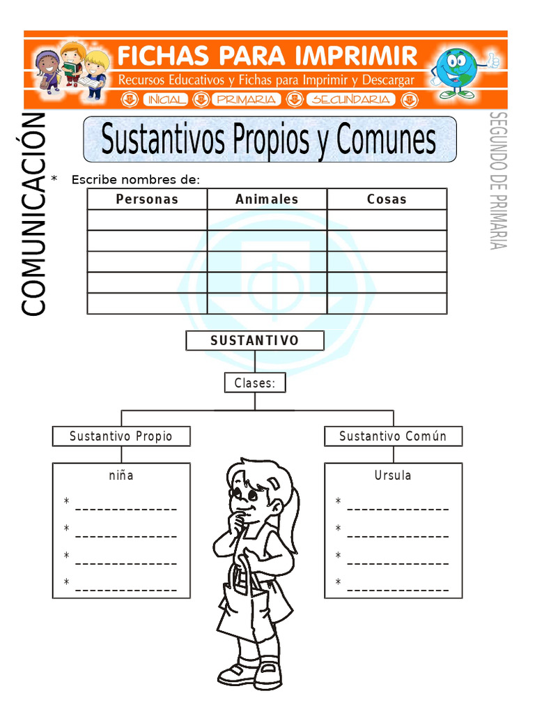 Ficha de Sustantivos Propios y | PDF | Morfología Lingüística