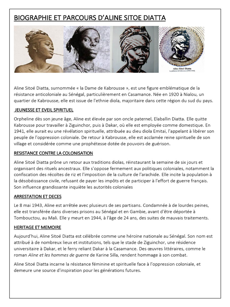 Aline Sitoé Diatta : Résistance et Héritage | PDF