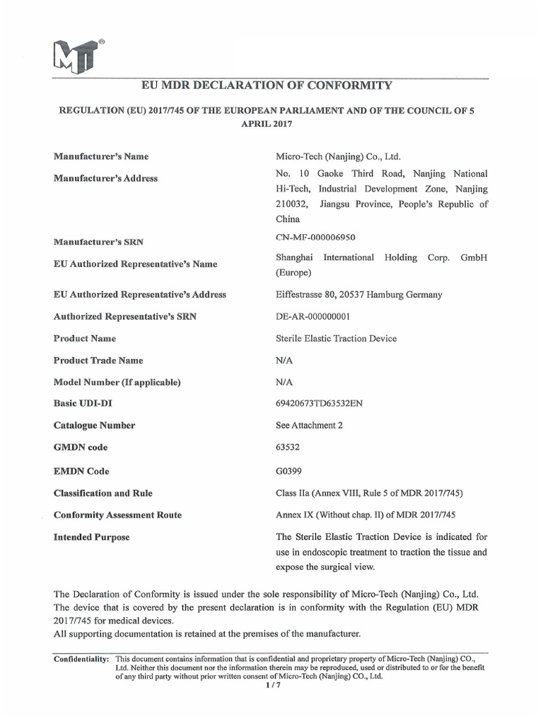 Sterile Elastic Traction Device ETD MDR 6082015CE01 CE 0344 Valid Until ...